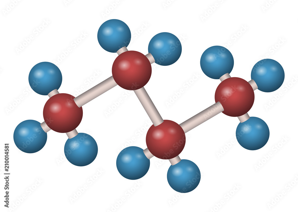 Butane molecule is a 3D formula. Vector illustration. Chemical ...