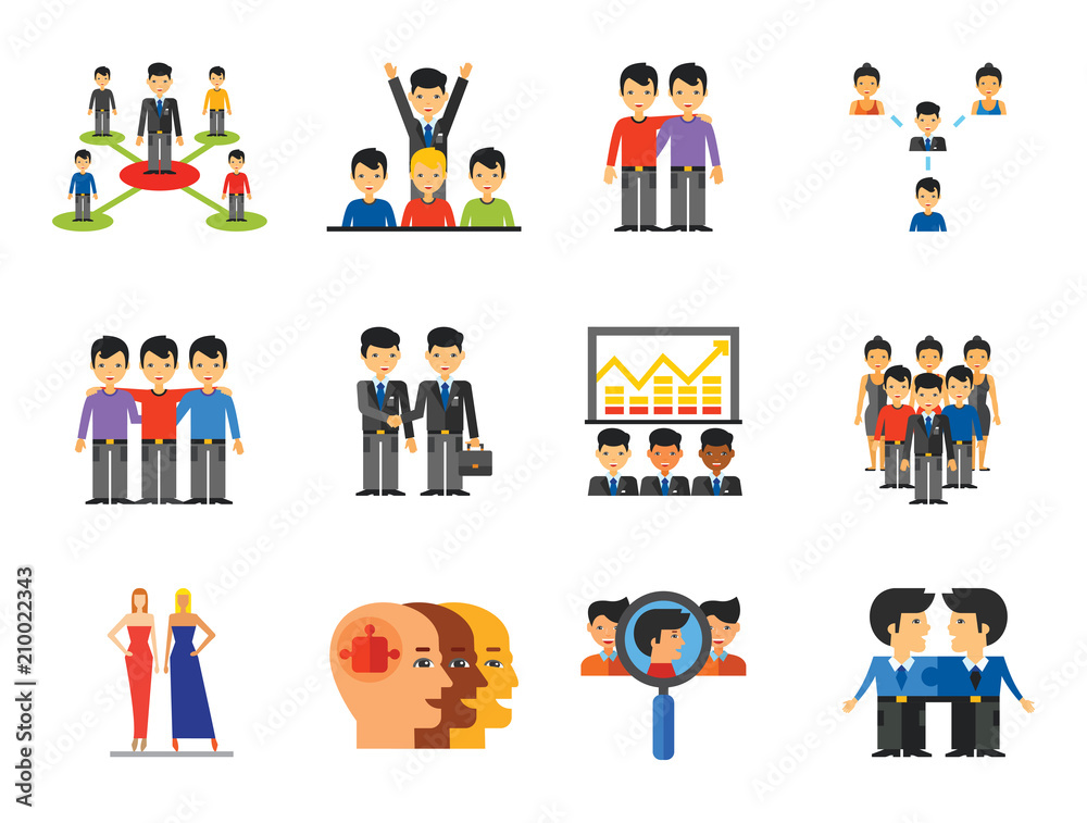 Team Icon Set. Virtual Team Colleagues Team Building Collaboration ...