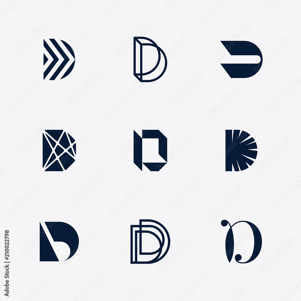 Letter D Alphabet Logo Set Stock Vector | Adobe Stock