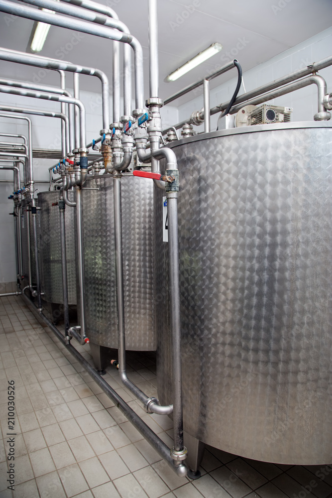 Storage Tanks For Milk Used For Milk Products Production In The Modern ...