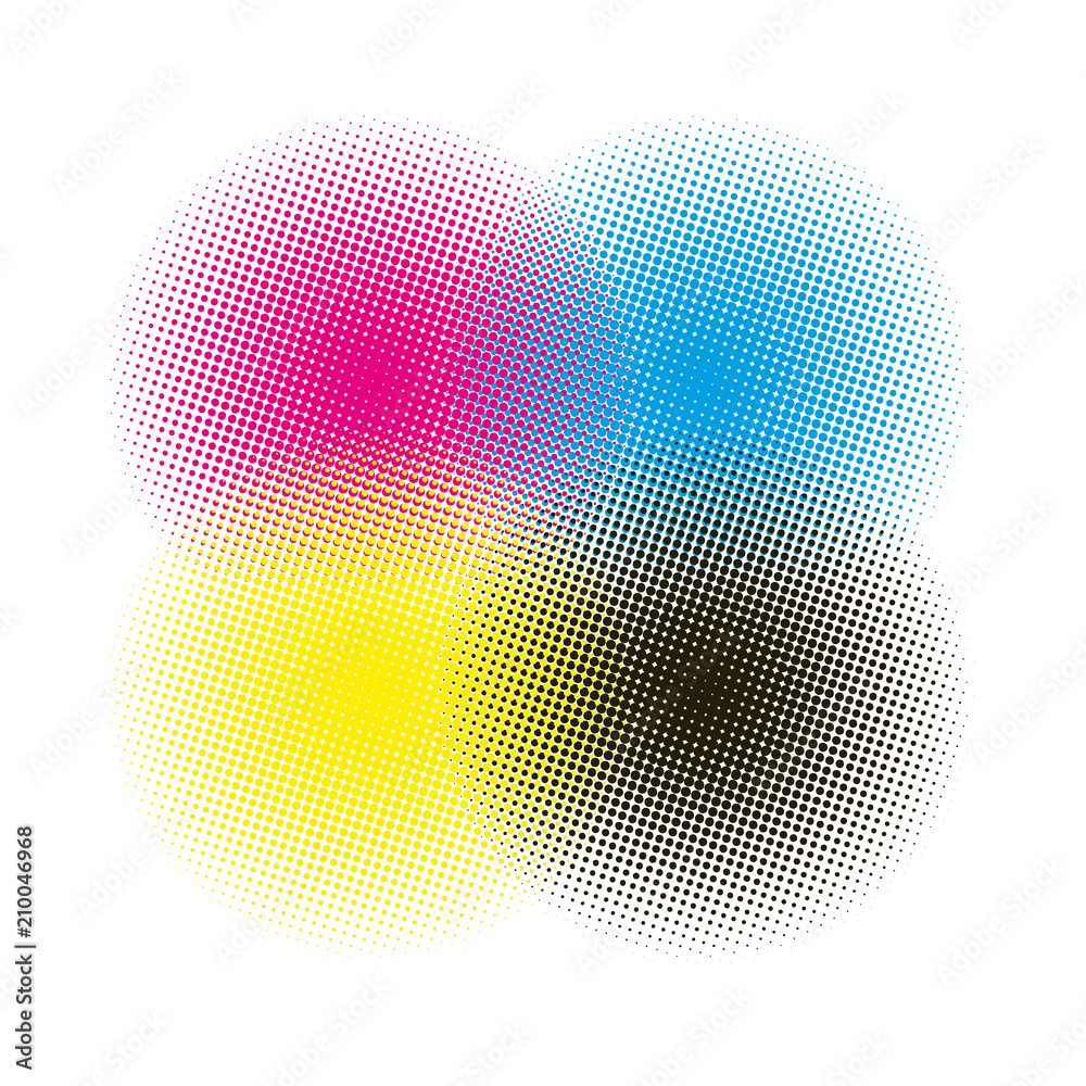 CMYK halftone rounds background vector Stock Vector | Adobe Stock