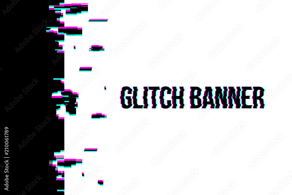 Creative vector illustration of glitch style distorted banner isolated ...
