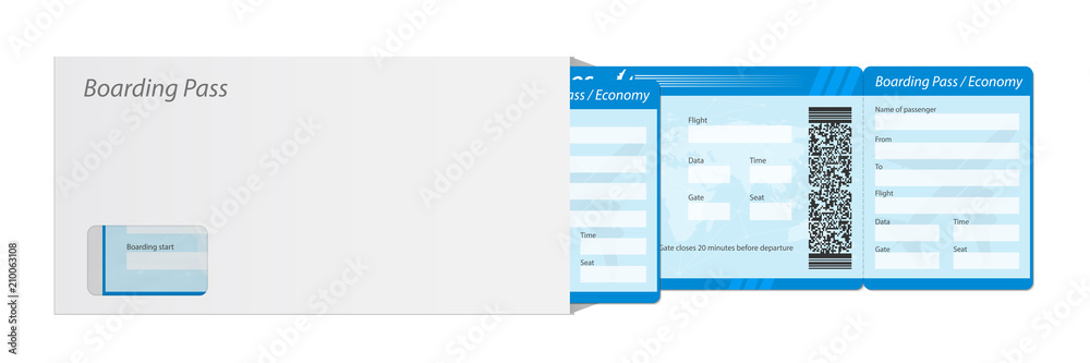 Creative Vector Illustration Of Airline Boarding Pass Ticket Isolated