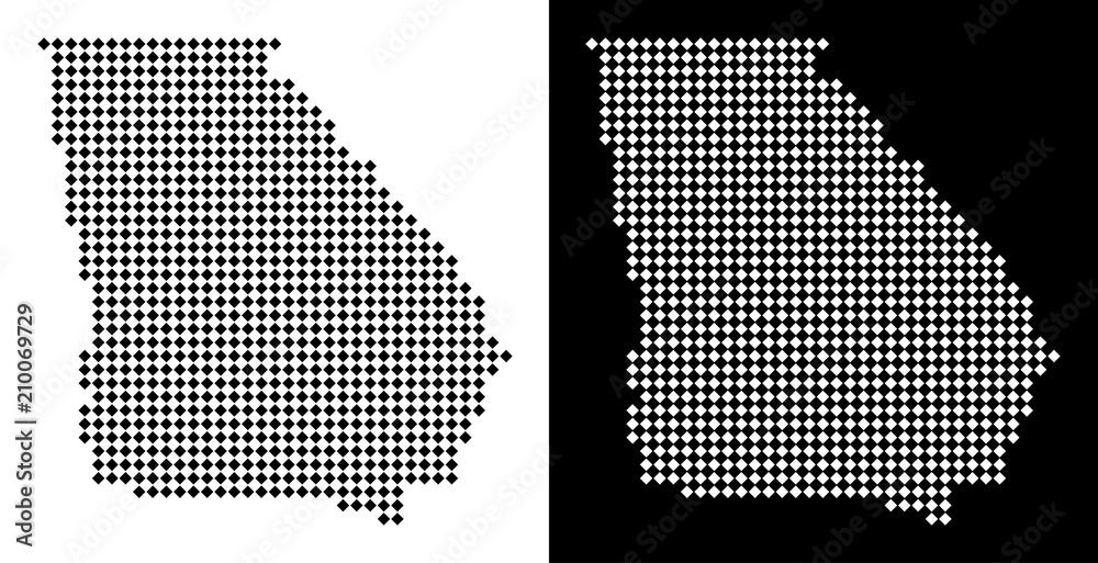 Vector rhombic dotted American State Georgia map. Abstract territory ...