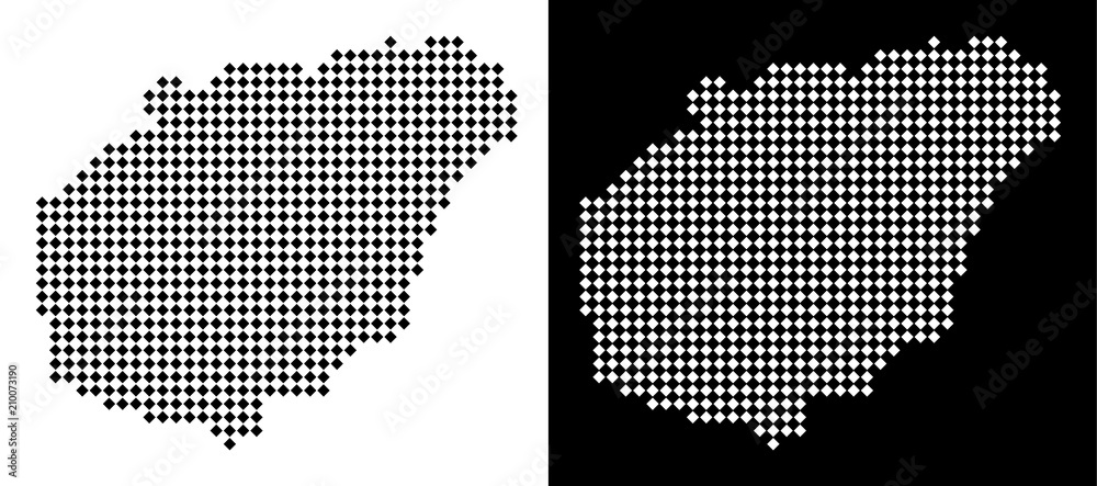 Vector rhombic pixel Hainan Island map. Abstract territorial maps in ...