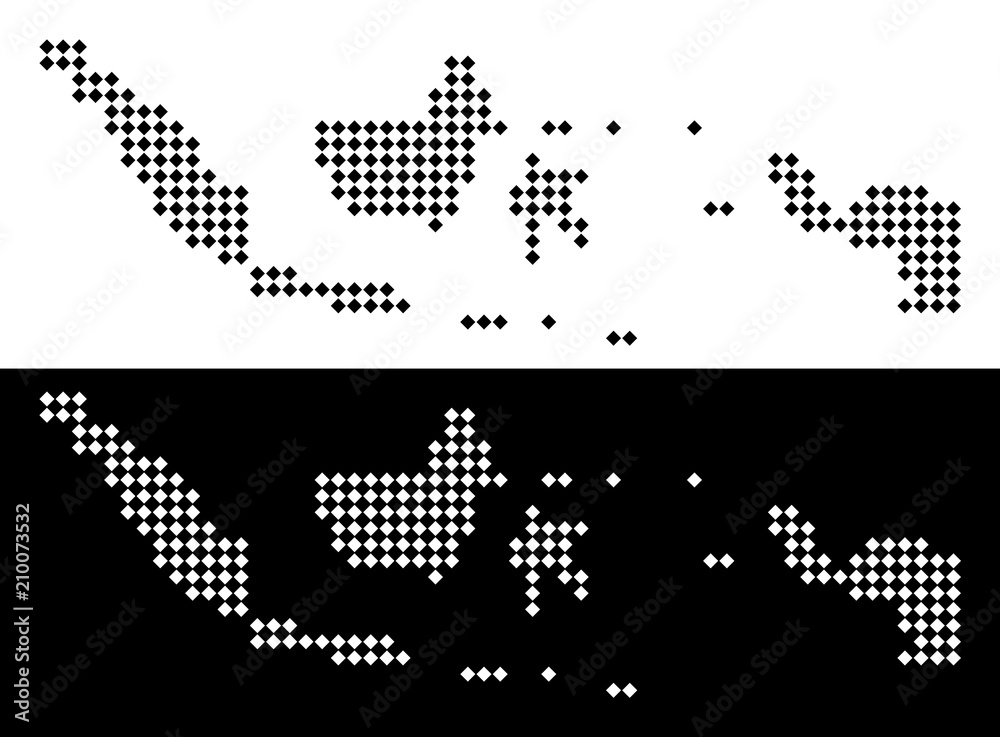 Vector rhombus dotted Indonesia map. Abstract geographical maps in ...