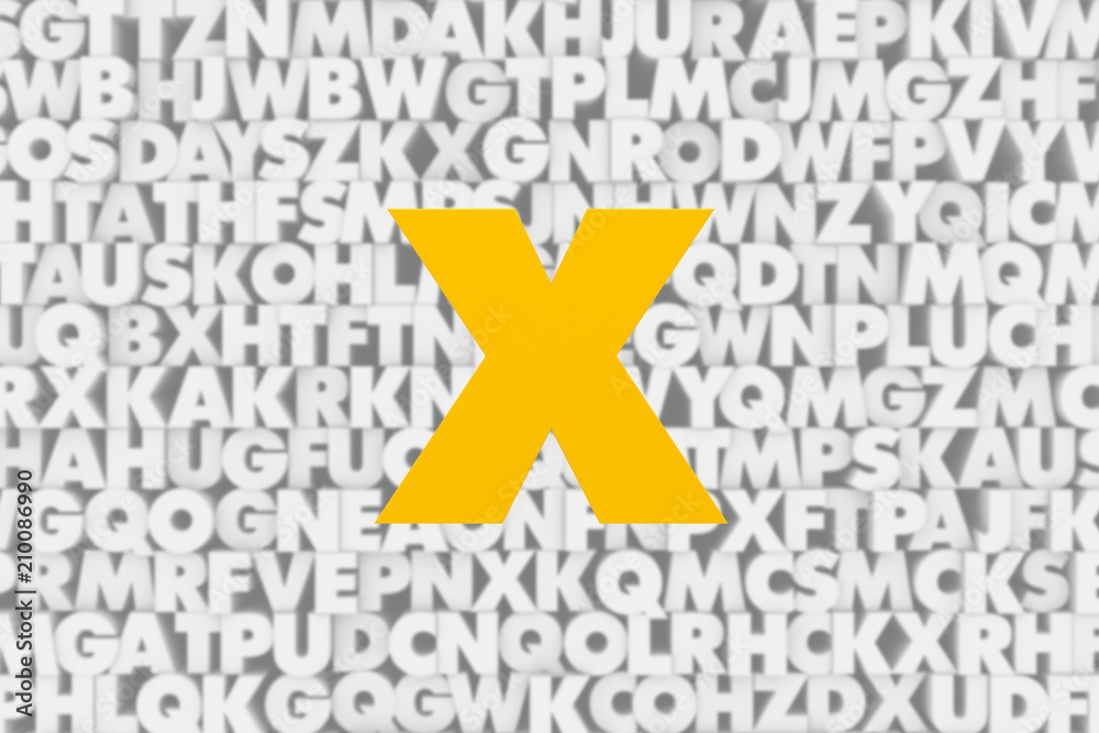 X new style orange color 3d letter and white random letter background ...