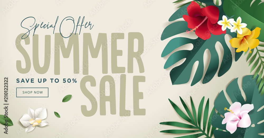 Summer sale banner design template. Vector illustration concept for ...