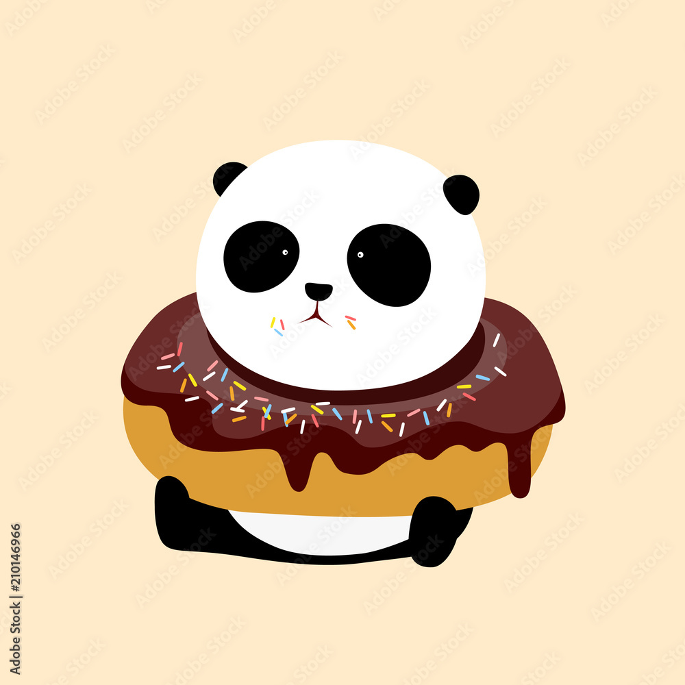 Vector Illustration: A cute cartoon giant panda is sitting on the ...