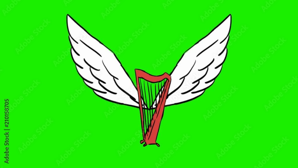 harp - 2d animated wings - green screen Stock-Video | Adobe Stock