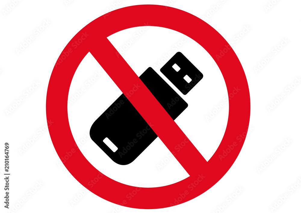 Schild USB-Stick verboten Stock-Vektorgrafik | Adobe Stock