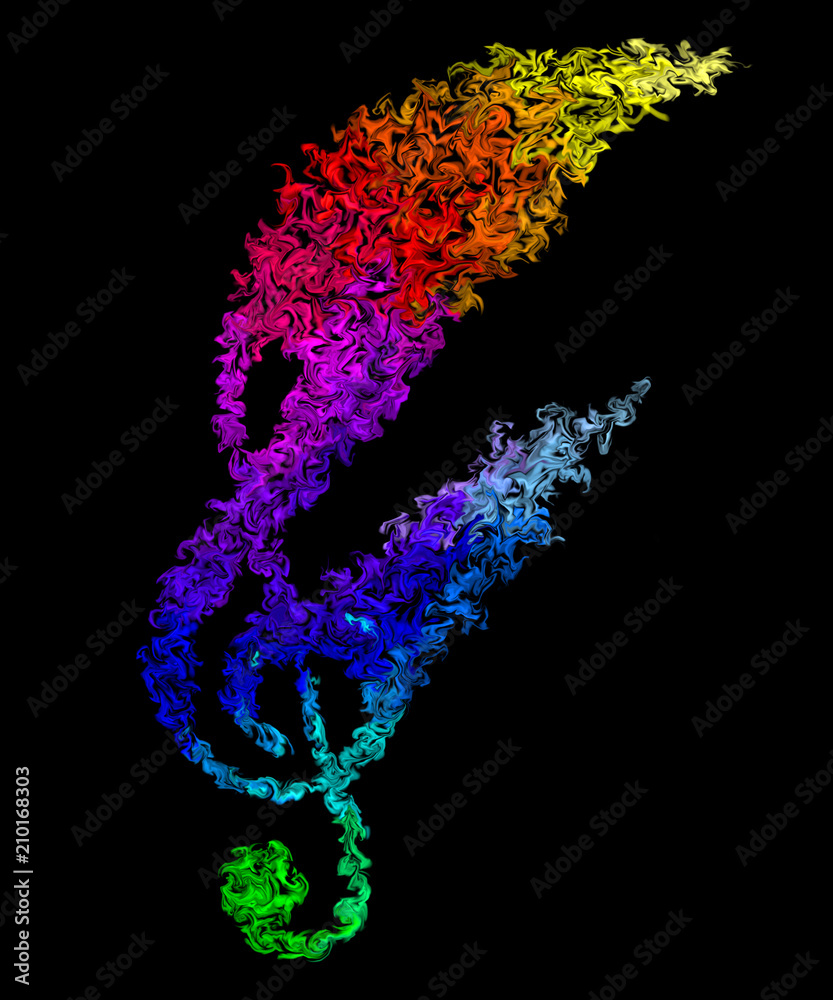 Music Note in Motion - Pulsing Smeared Rainbow Colors- Fire Design ...