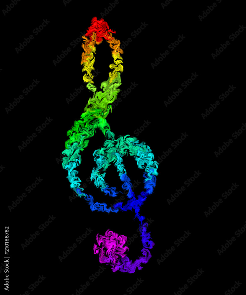 Music Note in Pulsing Smeared Rainbow Colors- Fire Design Stock ...