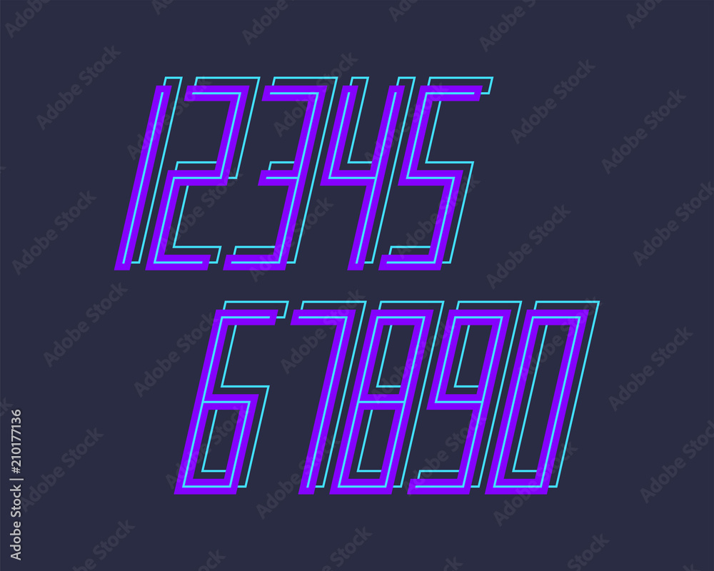 Geometric font 3d effect design numbers Space futuristic style Vector ...