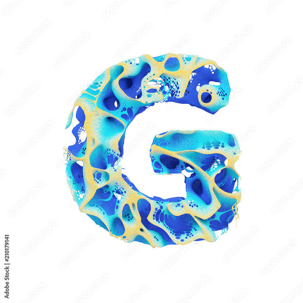 Sea alphabet letter G uppercase. Tropical exotic font made of blue wavy ...
