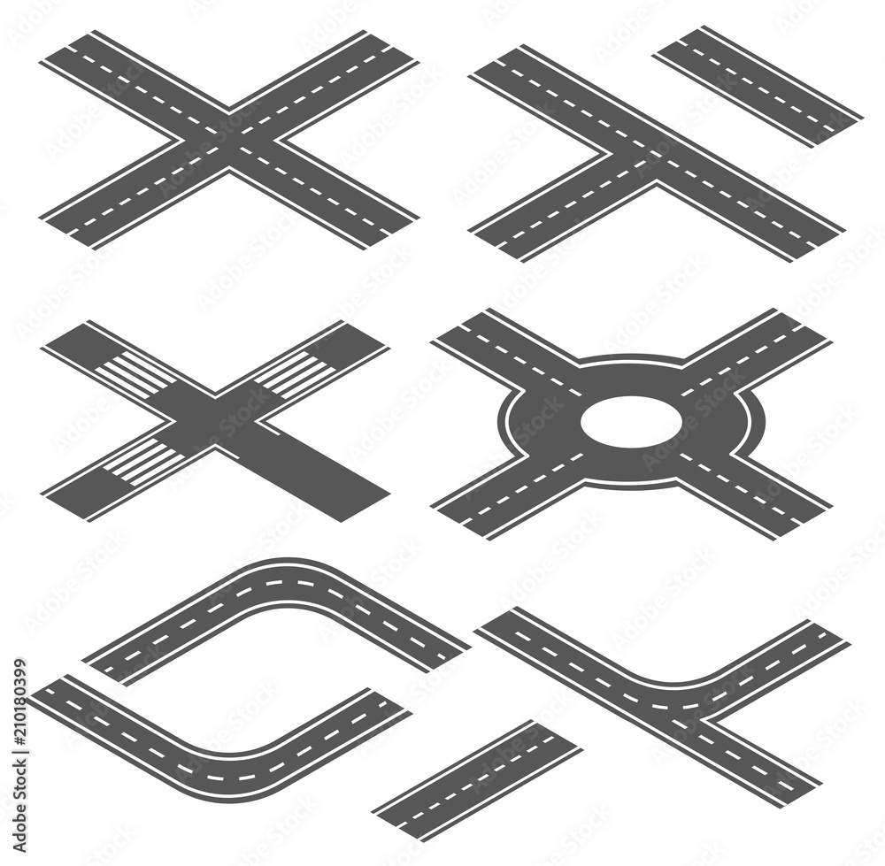 3d Isometric vector road and highway for city map. Road highway traffic ...