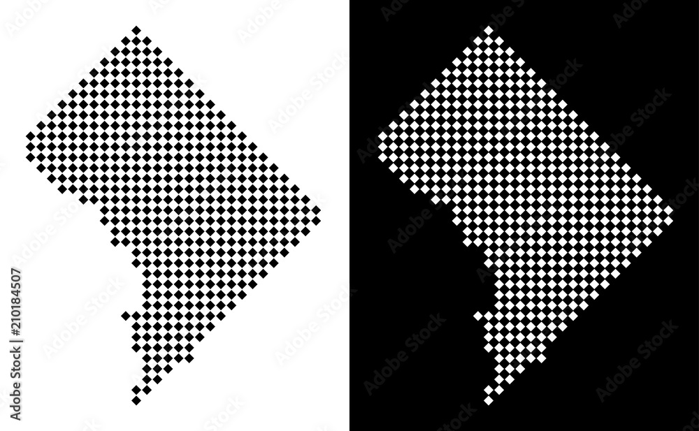 Vector rhombic pixel Washington DC map. Abstract geographical maps in ...