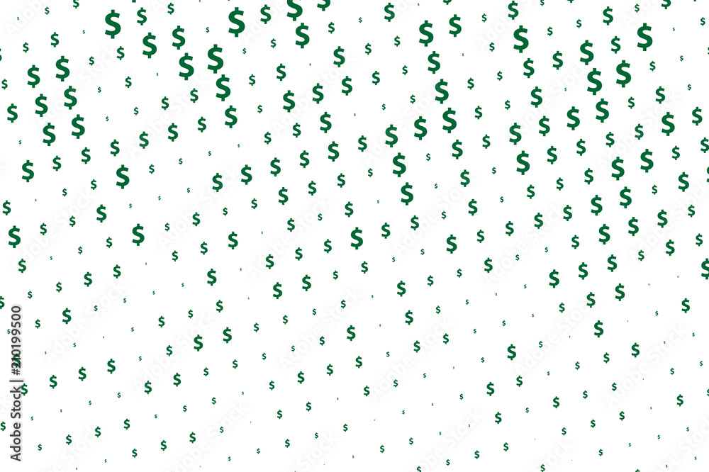 Green vector background with signs of dollars. Simple geometrical ...