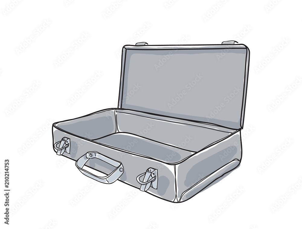 Metal tools box industrial loft hand drawn vector art illustration ...