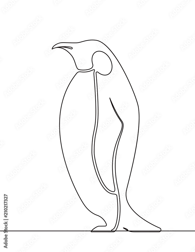 Penguin Continuous Line Drawing Stock Vector | Adobe Stock