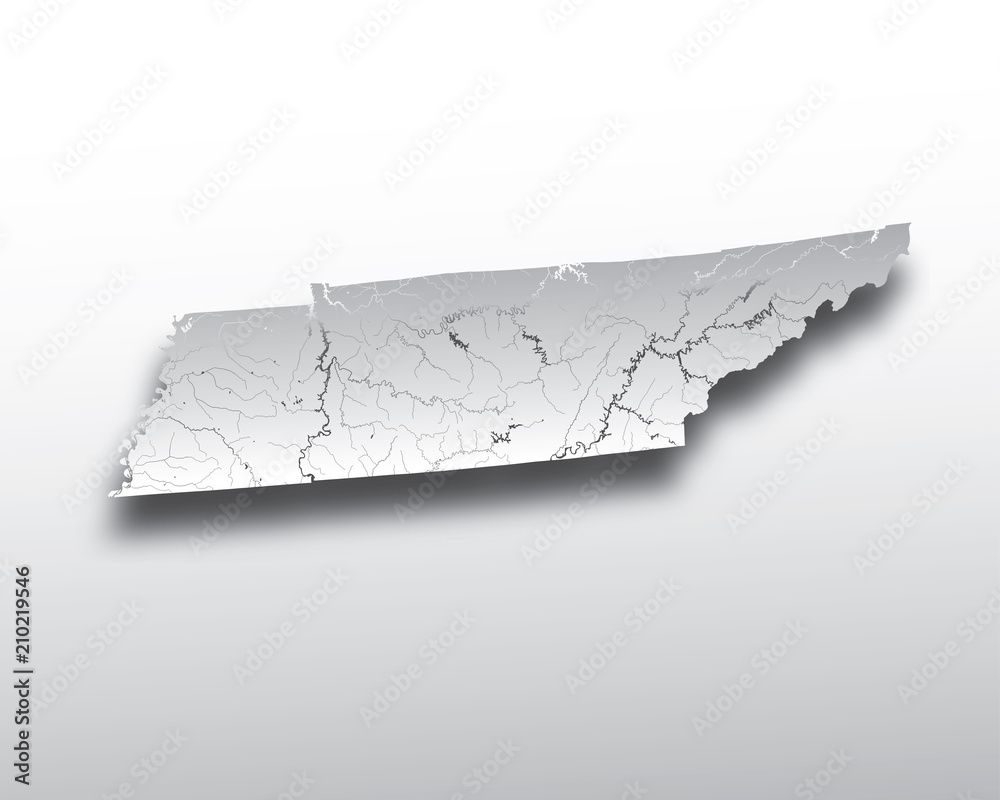 U.S. states - map of Tennessee with paper cut effect. Please look at my ...
