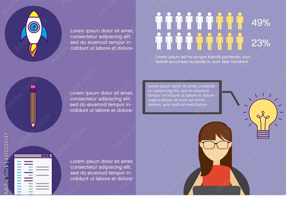 Illustrated Statistics Infographic Layout Stock Template | Adobe Stock
