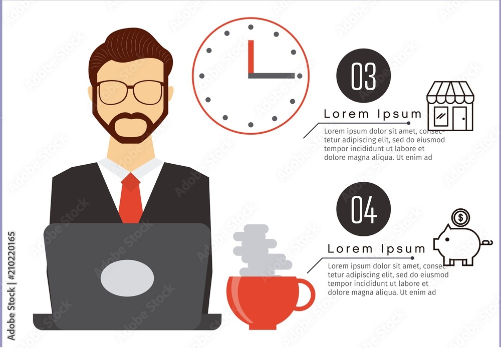 Illustrated Statistics Infographic Layout Stock Template | Adobe Stock