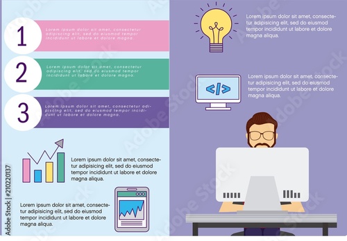 Illustrated Statistics Infographic Layout Stock Template | Adobe Stock