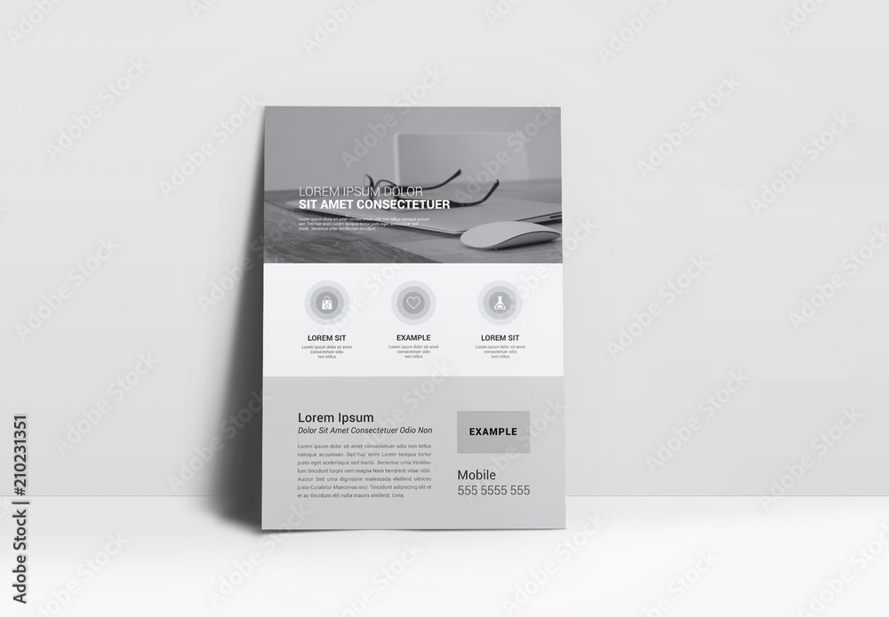Gray and White Flyer Layout Stock Template | Adobe Stock
