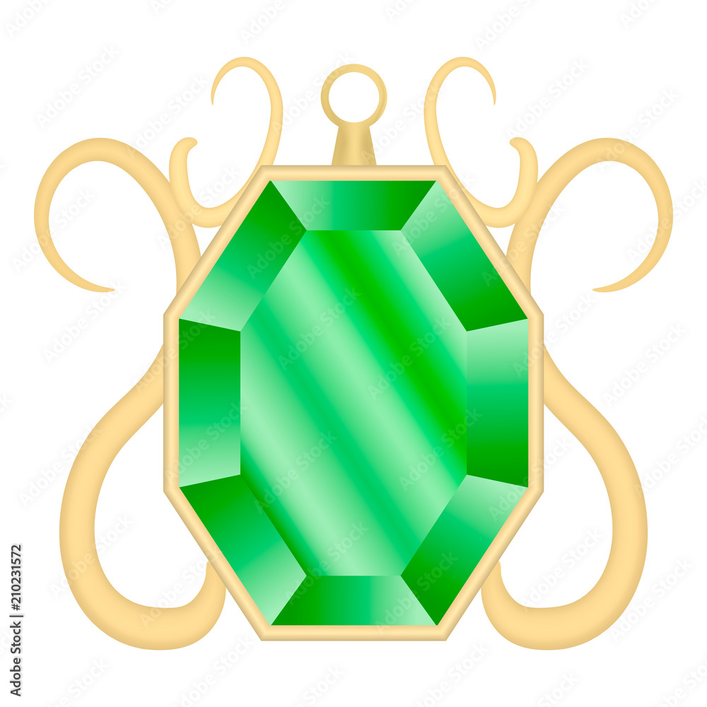 Emerald gemstone mockup. Realistic illustration of emerald gemstone ...