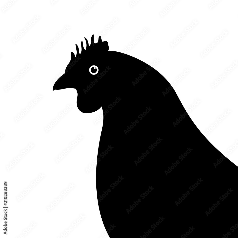chicken head vector illustration black silhouette profile side Stock ...