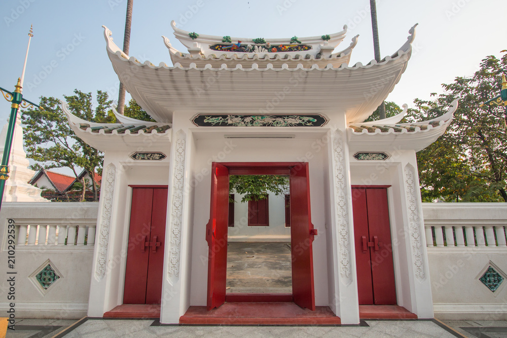 Chinese red gate . beautiful architecture and ancient landmark of ...