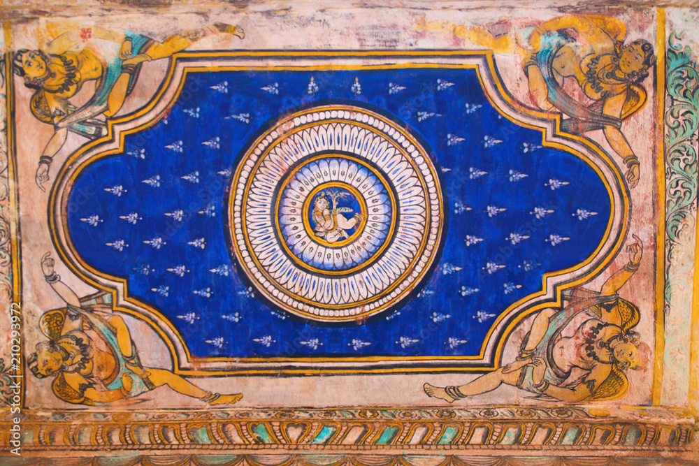 Paintings on the ceiling, Nandi Mandapa, Brihadisvara Temple, Tanjore ...