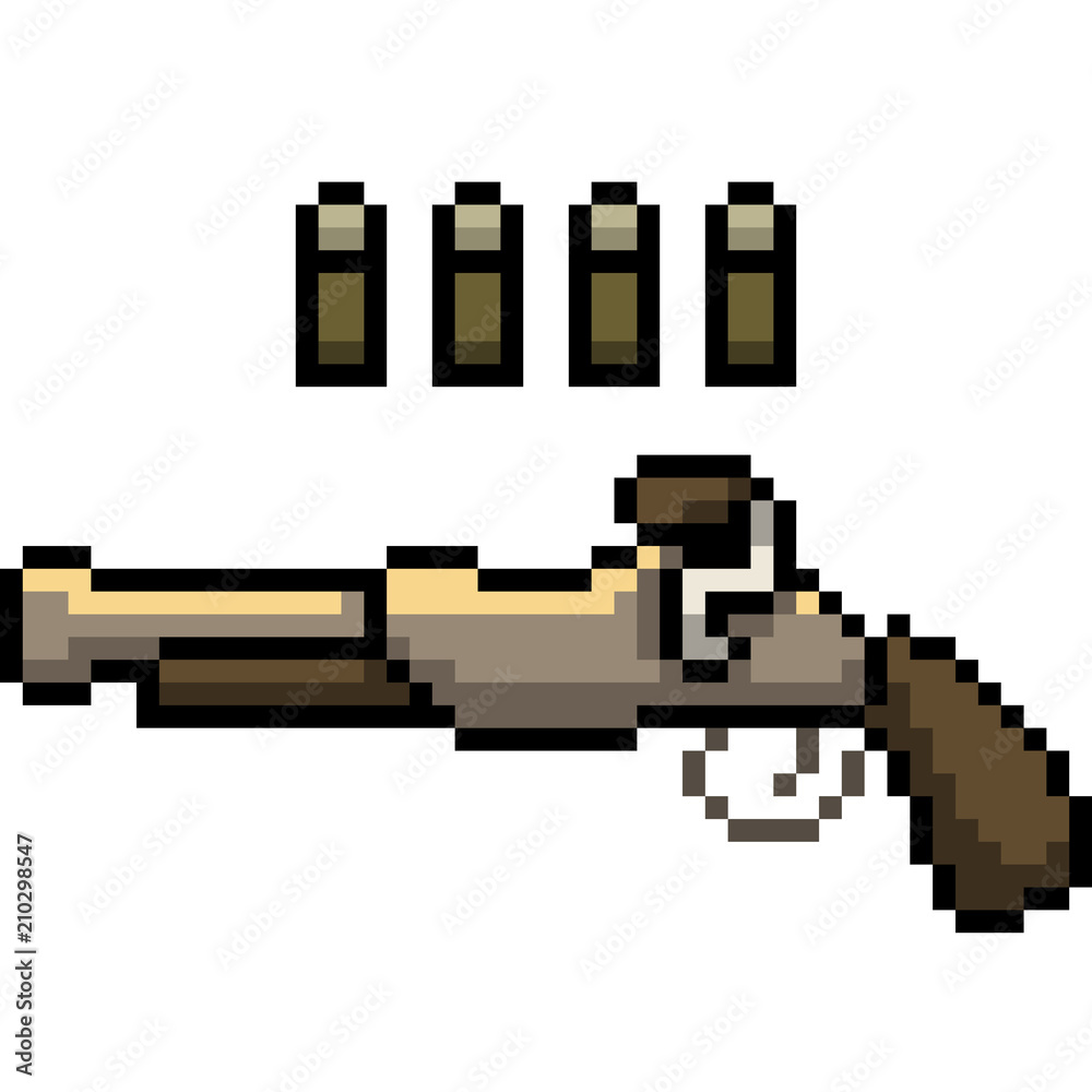 vector pixel art ancient gun Stock Vector | Adobe Stock