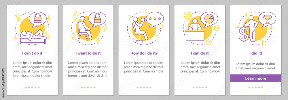 Problem Solving Steps Onboarding Screen Stock Vector Adobe Stock