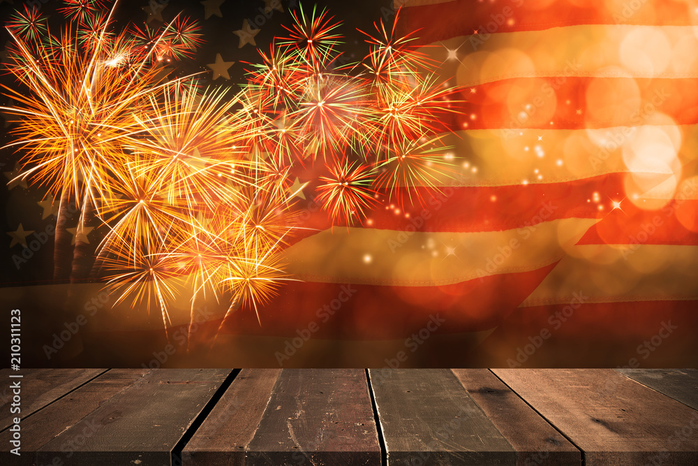 Firework display celebrating the independence day of united state of ...