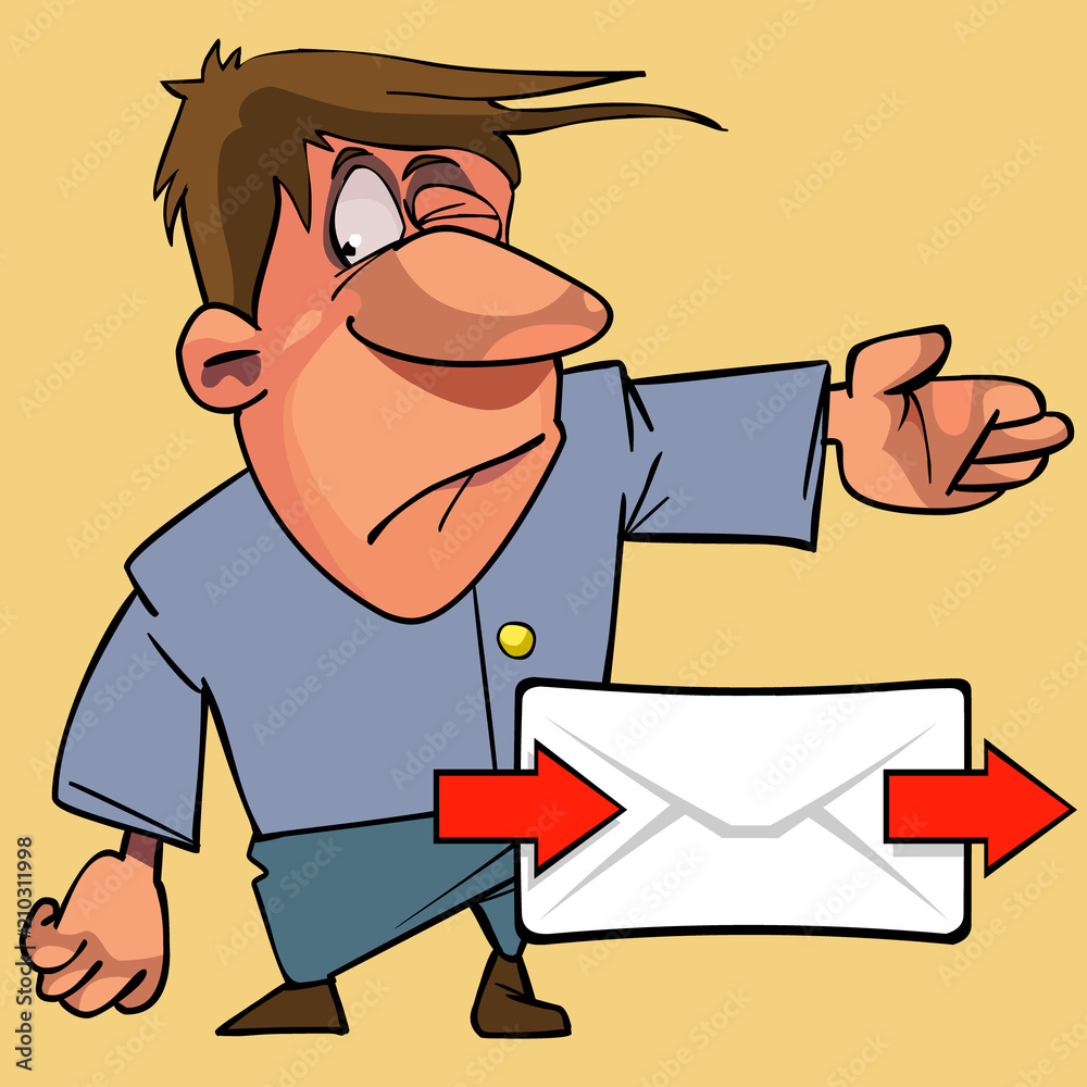 cartoon man shows the direction of the way for letter Stock Vector ...