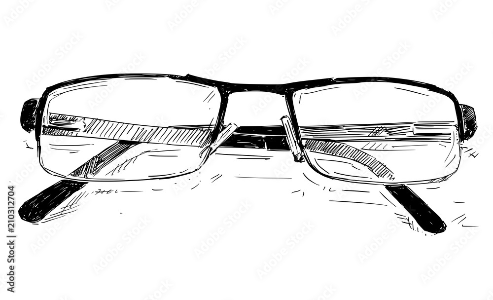 Vector artistic pen and ink sketch drawing illustration of glasses ...