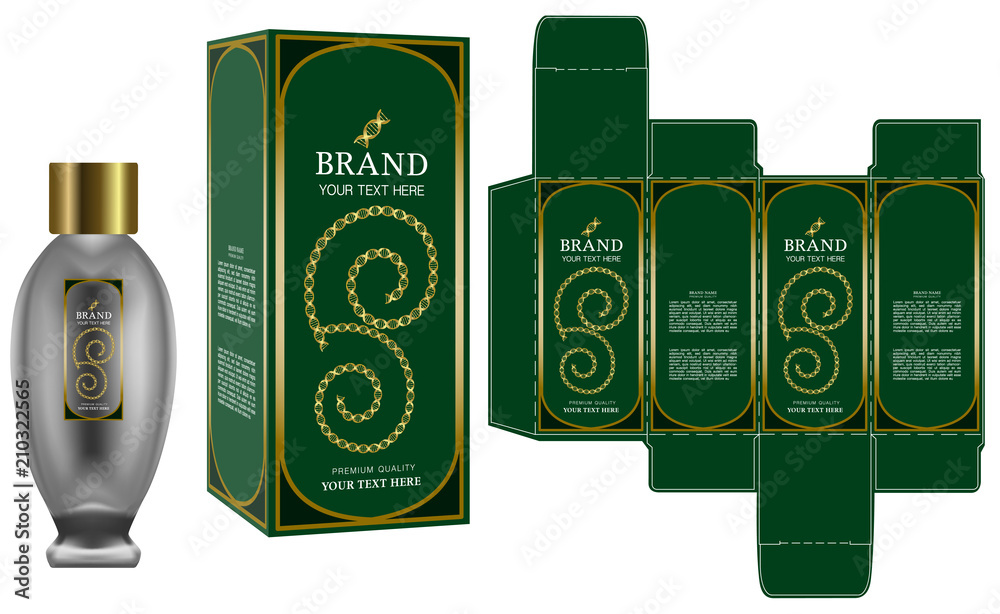 packaging design, label on cosmetic container with luxury box design ...