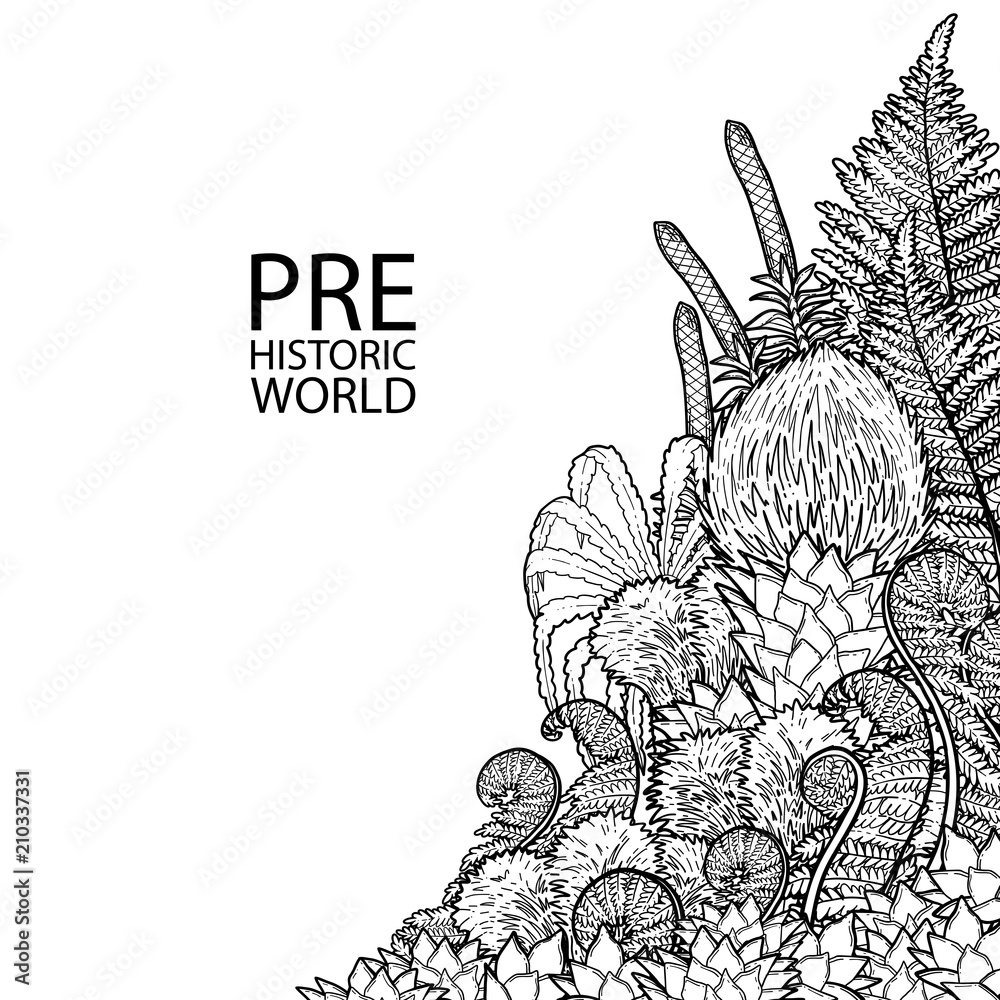 Graphic prehistoric plants Stock Vector | Adobe Stock