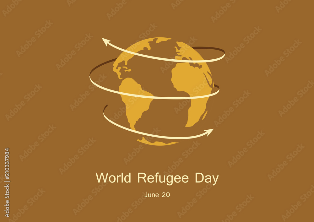 World Refugee Day vector. Refugee Day on a abstract brown background ...