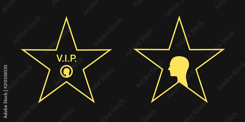 VIP person and celebrity on the yellow star. Vector illustration Stock ...