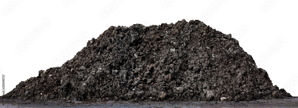 pile dirt isolated on white, dirt hill for construction space, heap ...