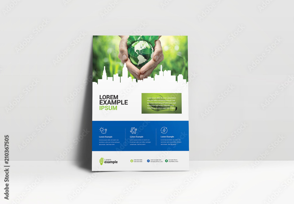 Green and Blue Environmental Flyer Layout Stock Template | Adobe Stock