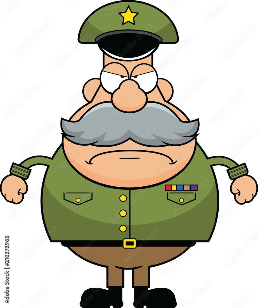 Cartoon Army General Grumpy Stock Vector | Adobe Stock