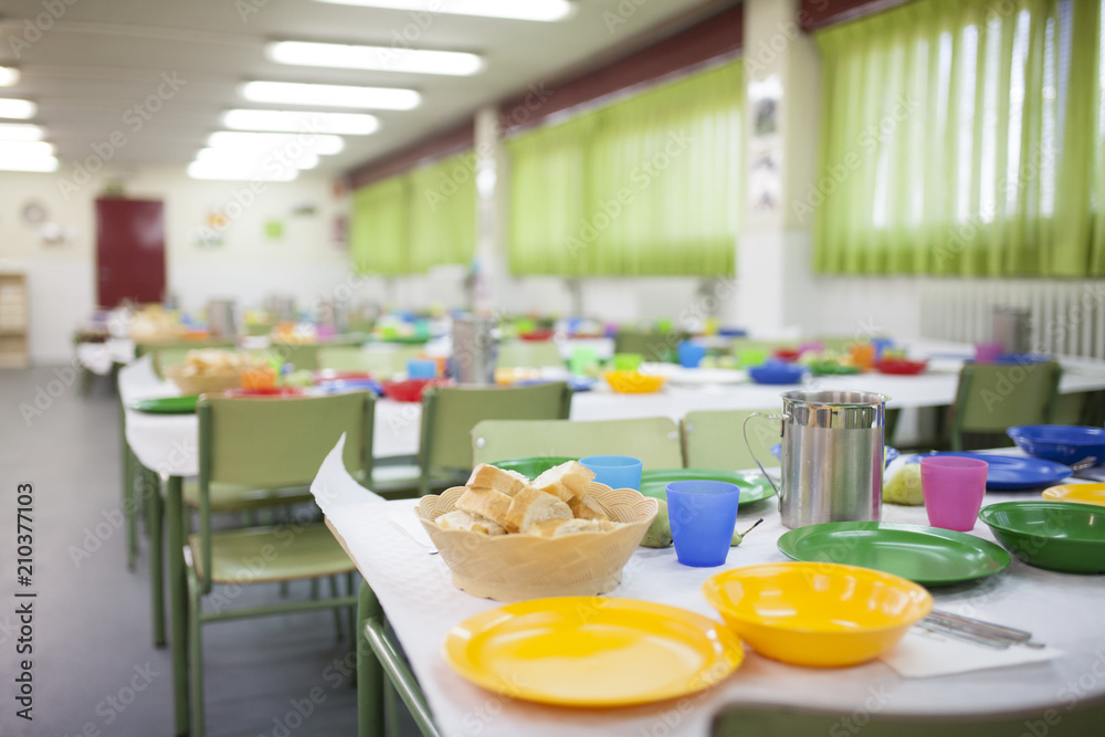 school dining room Stock Photo | Adobe Stock