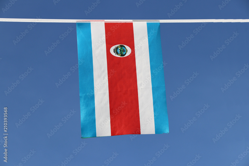 Mini fabric rail flag of Costa Rica in Tricolor red blue and white with ...