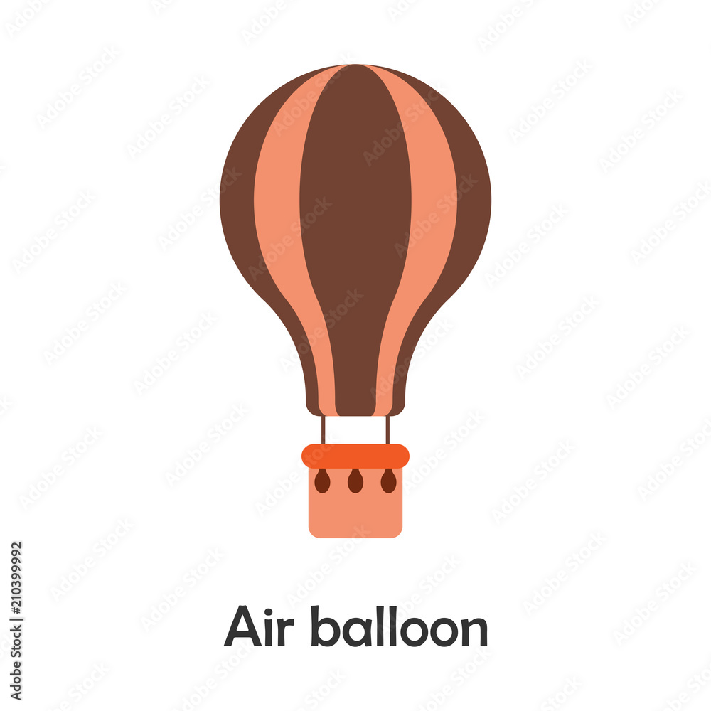 Air balloon in cartoon style, card with transport for kid, preschool ...