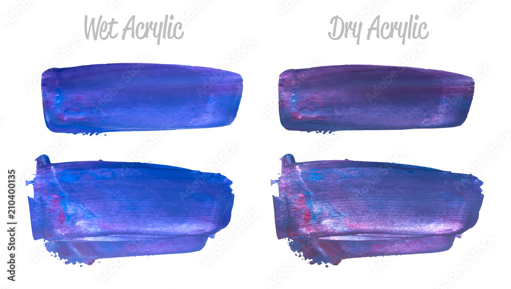 Vector violet paint smear stroke stain set. Abstract wet and dry ...