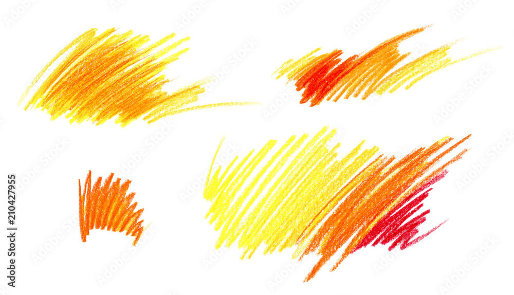 Drawing with colored pencils. Different color dynamic linear shading ...